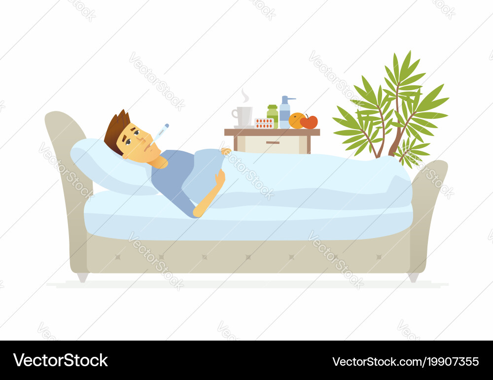 Man having a flu - cartoon people characters Vector Image