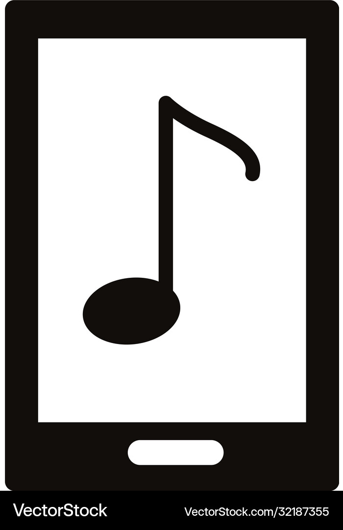 Music note in smartphone silhouette style icon Vector Image