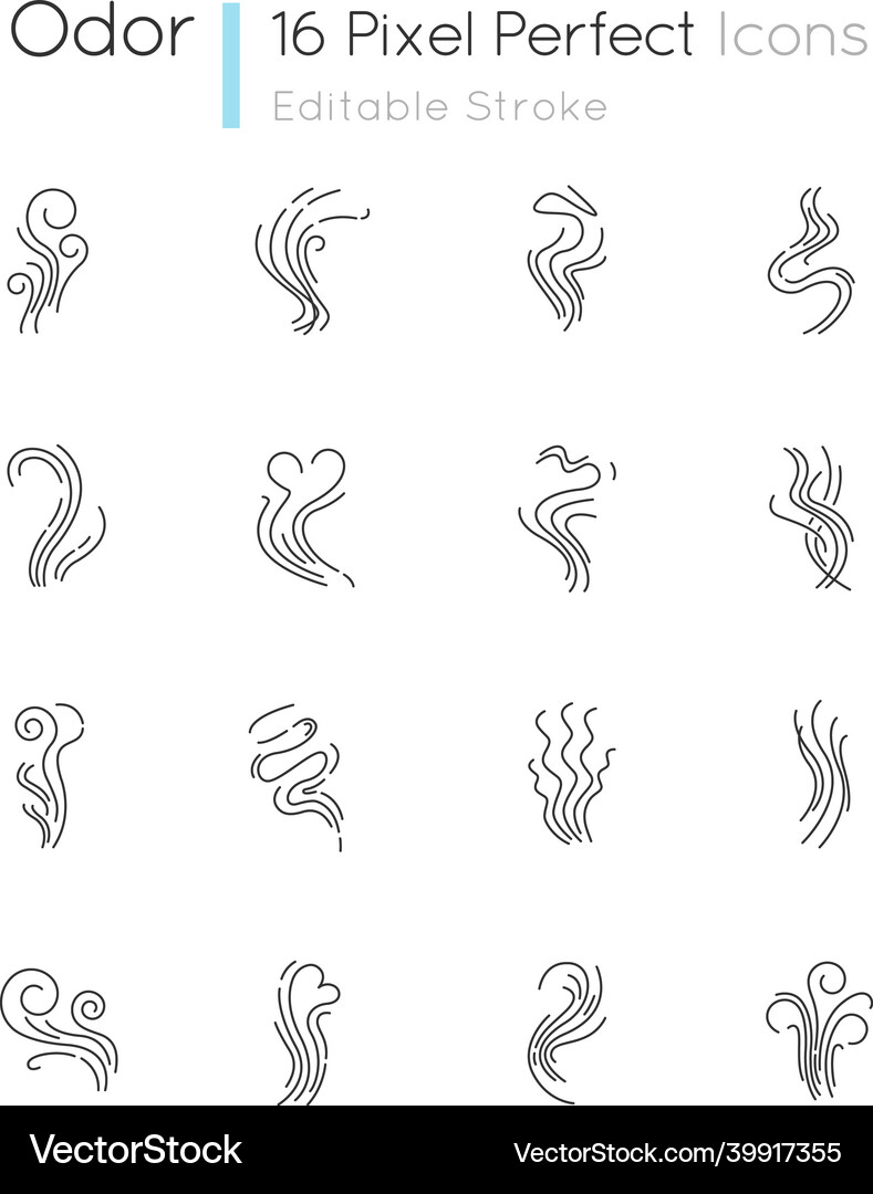 Odor pixel perfect linear icons set good and bad Vector Image