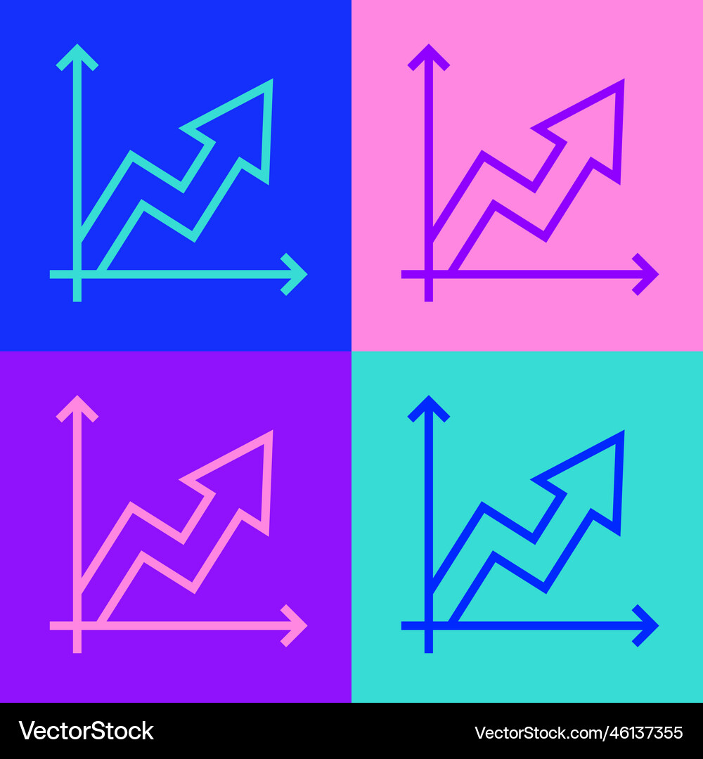 Pop art line financial growth increase icon Vector Image