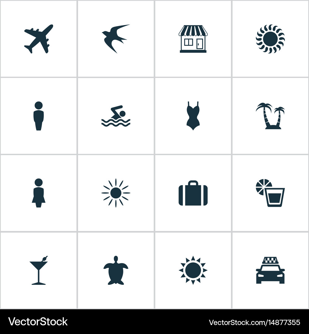 Set of simple seaside icons Royalty Free Vector Image