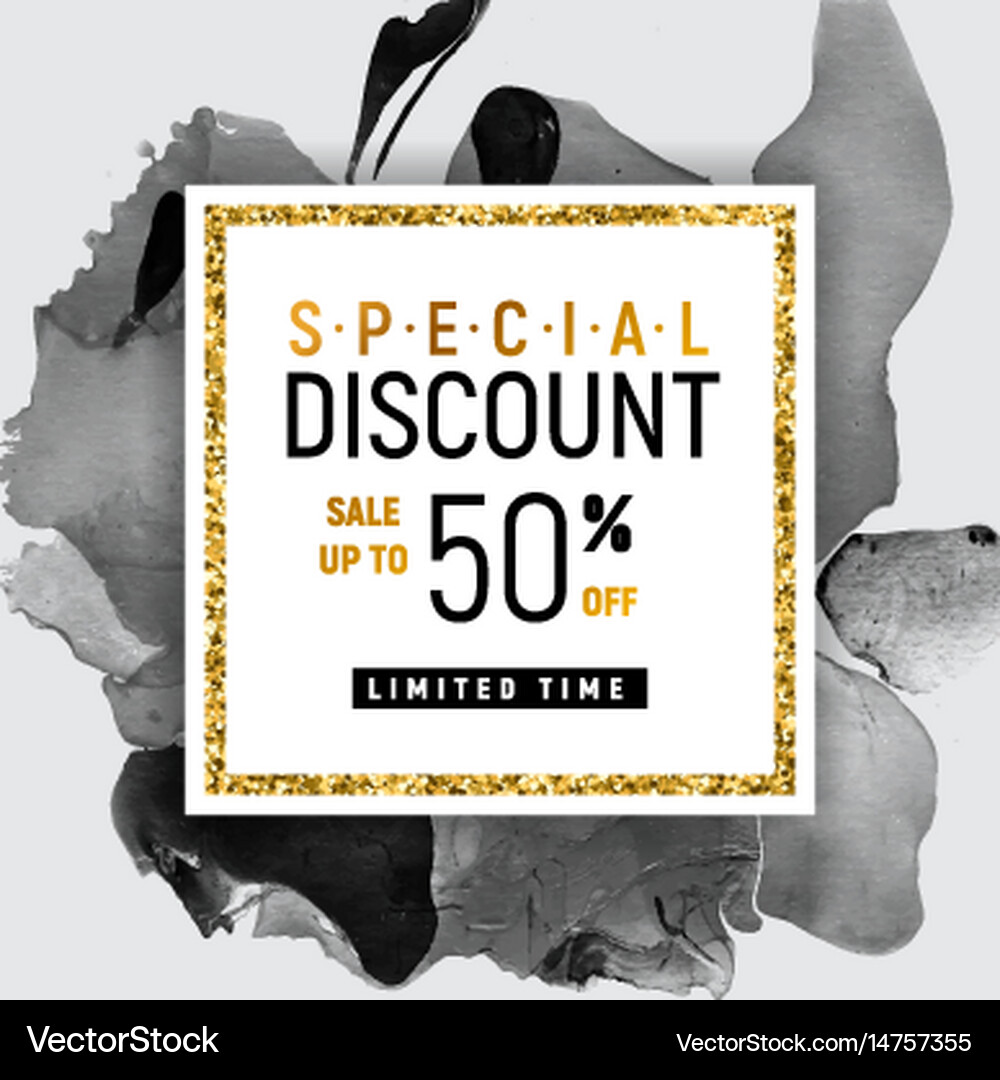 Special discount square golden banner template Vector Image