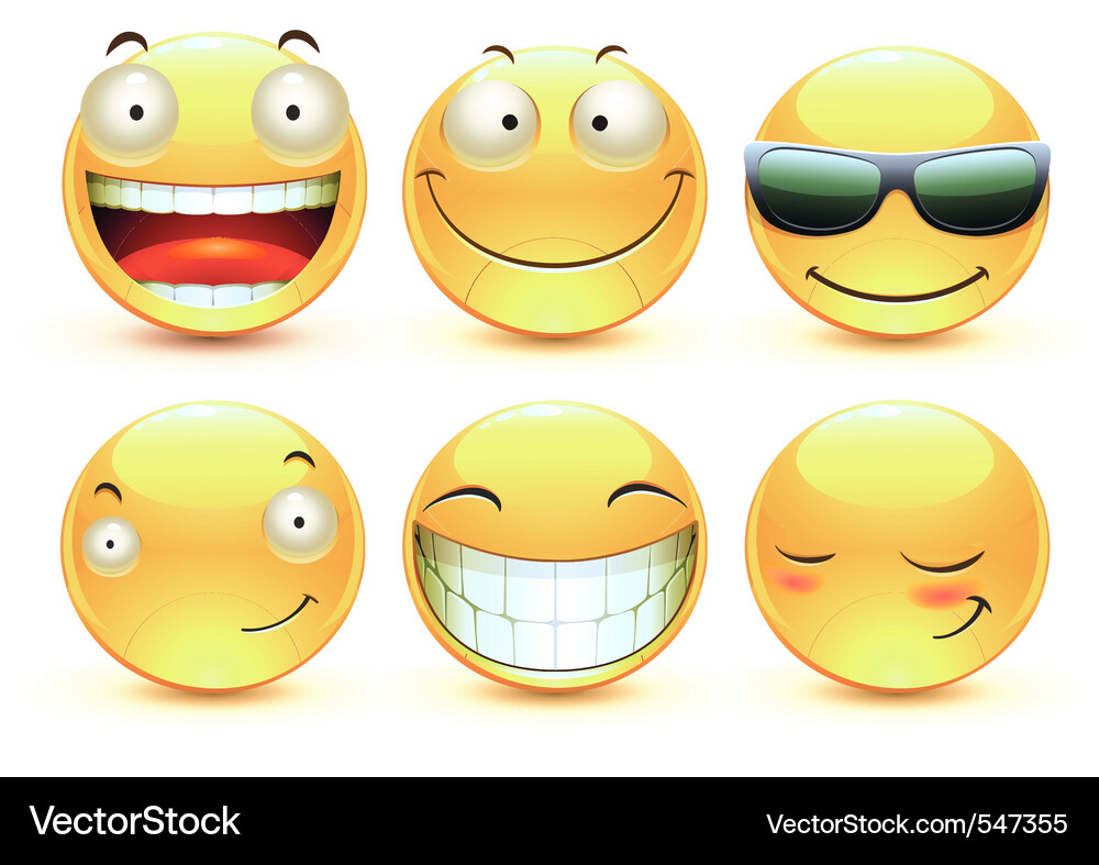 Vector illustration set of cool glossy single emot