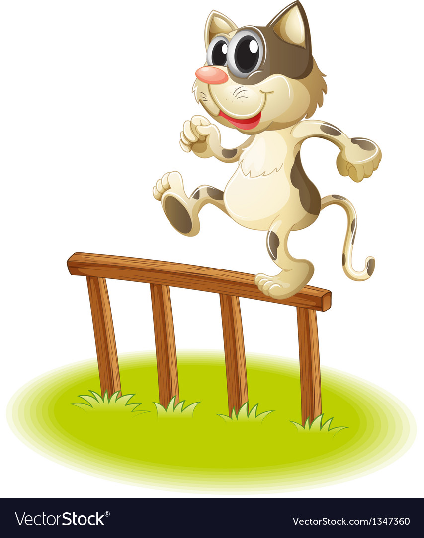 A Cat Crossing The Fence Royalty Free Vector Image