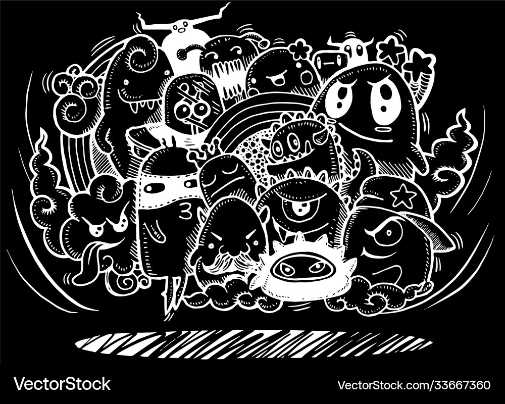 Angry cartoon monsterhand drawn crazy doodle Vector Image