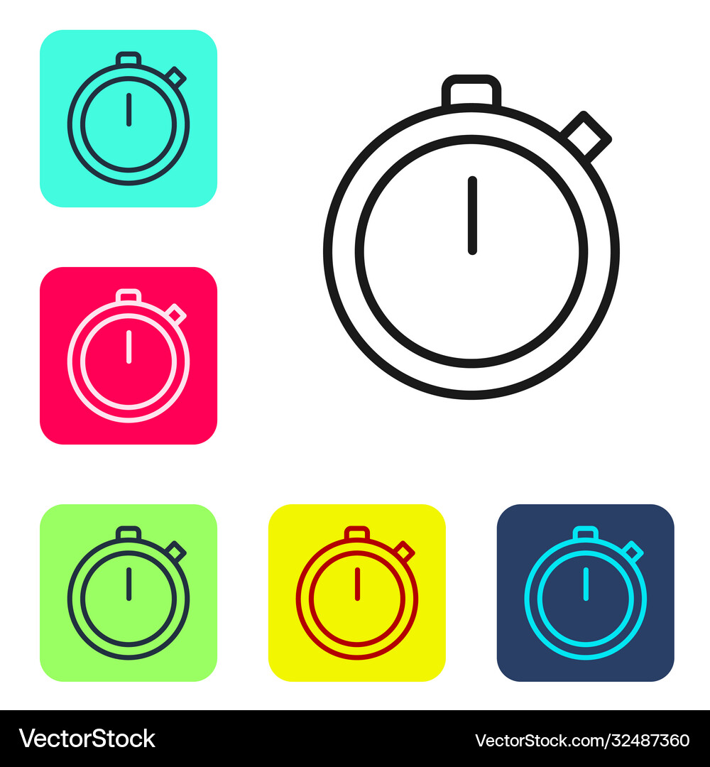 Black line stopwatch icon isolated on white Vector Image