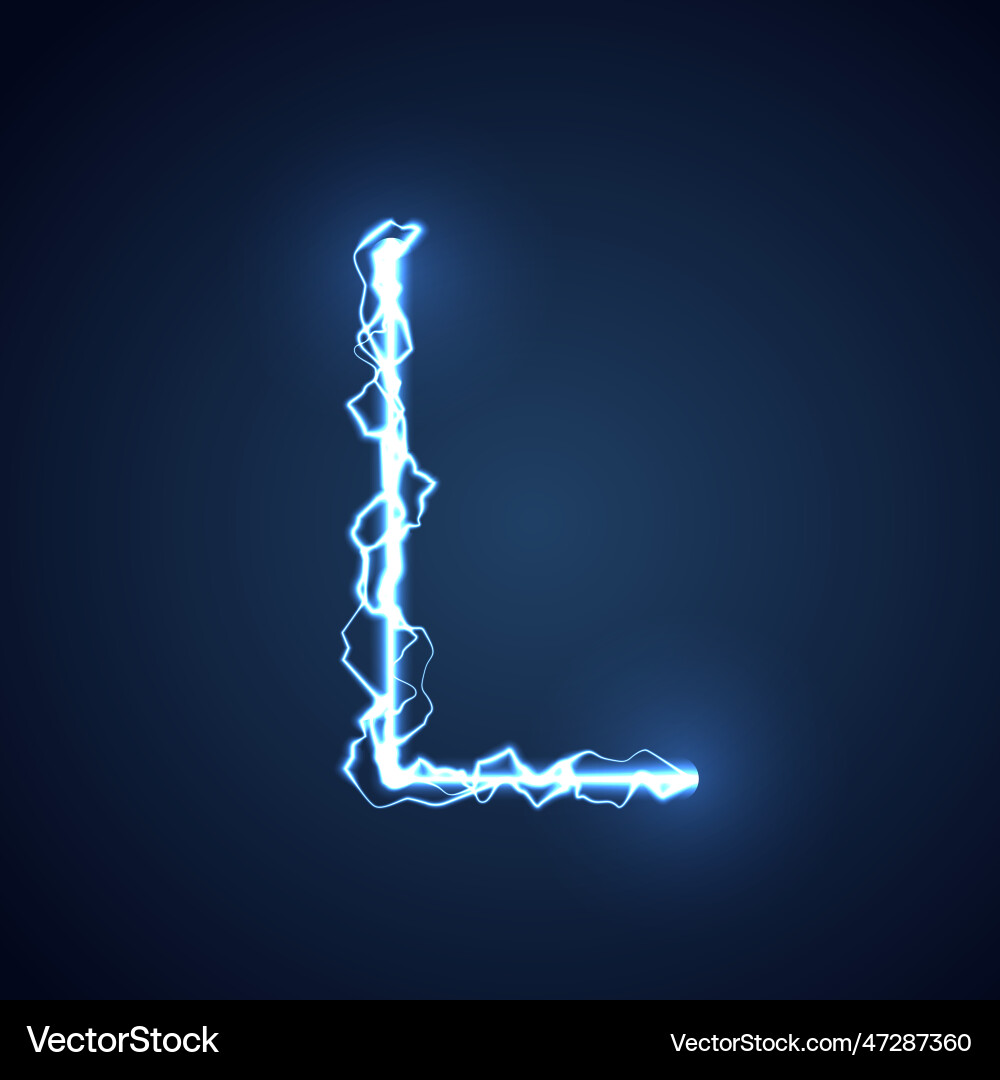 Blue lightning style letter or alphabet l Vector Image