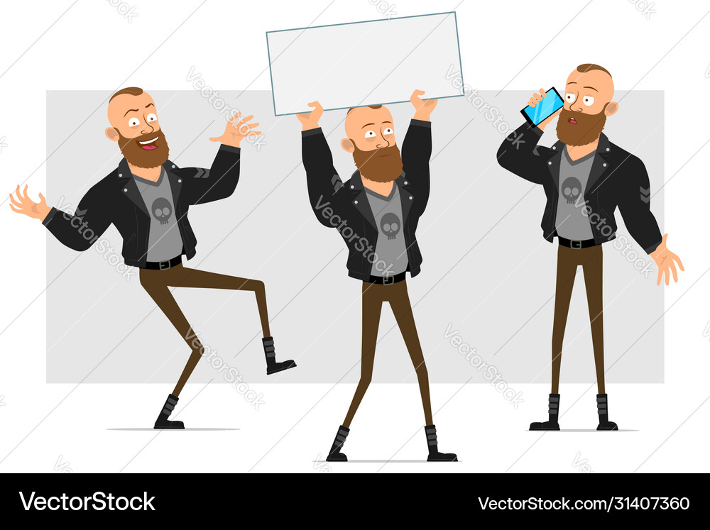 Cartoon punk hooligan boy character set Royalty Free Vector