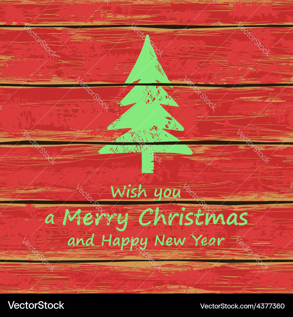 Christmas tree on a wooden boards Royalty Free Vector Image