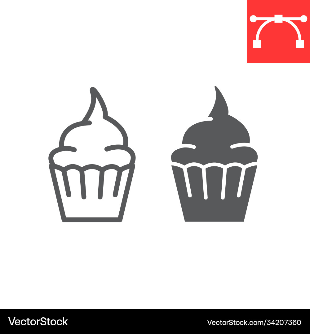 Cupcake line and glyph icon dessert cake Vector Image