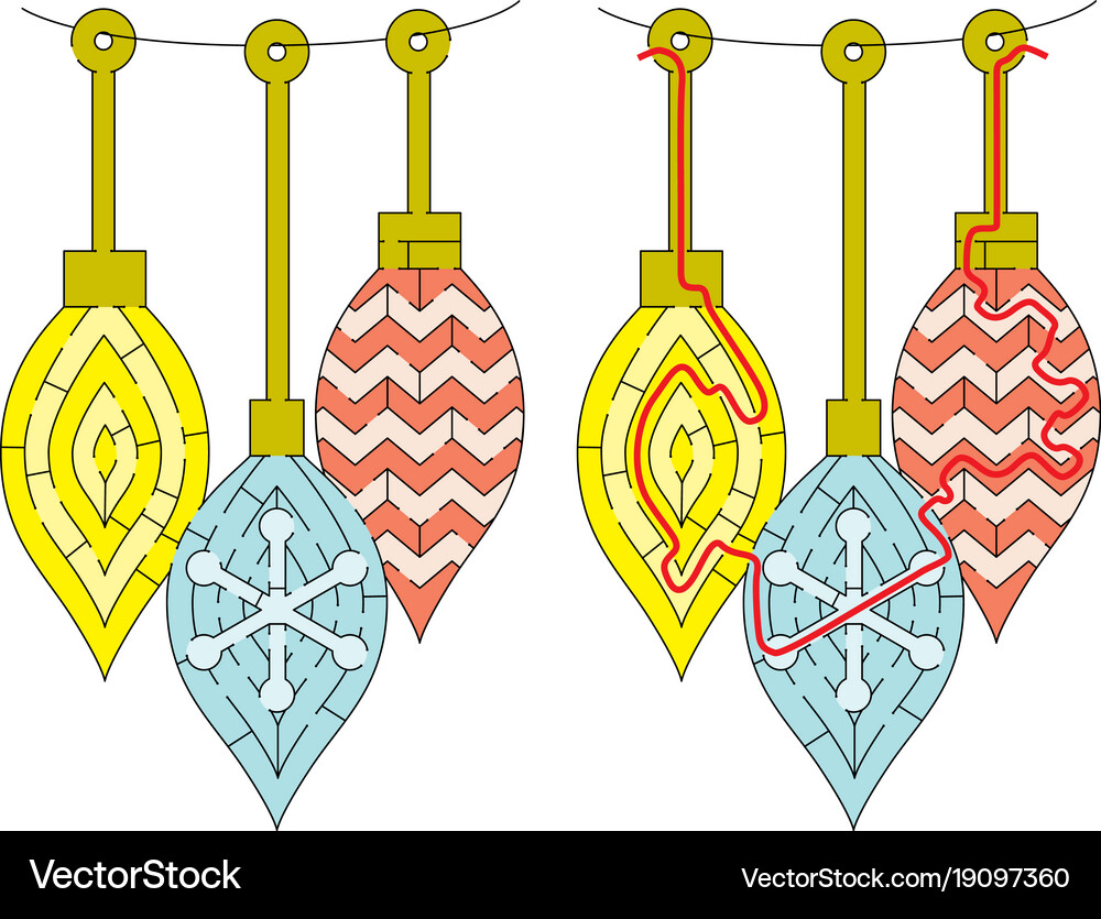 Easy christmas ornament maze Royalty Free Vector Image