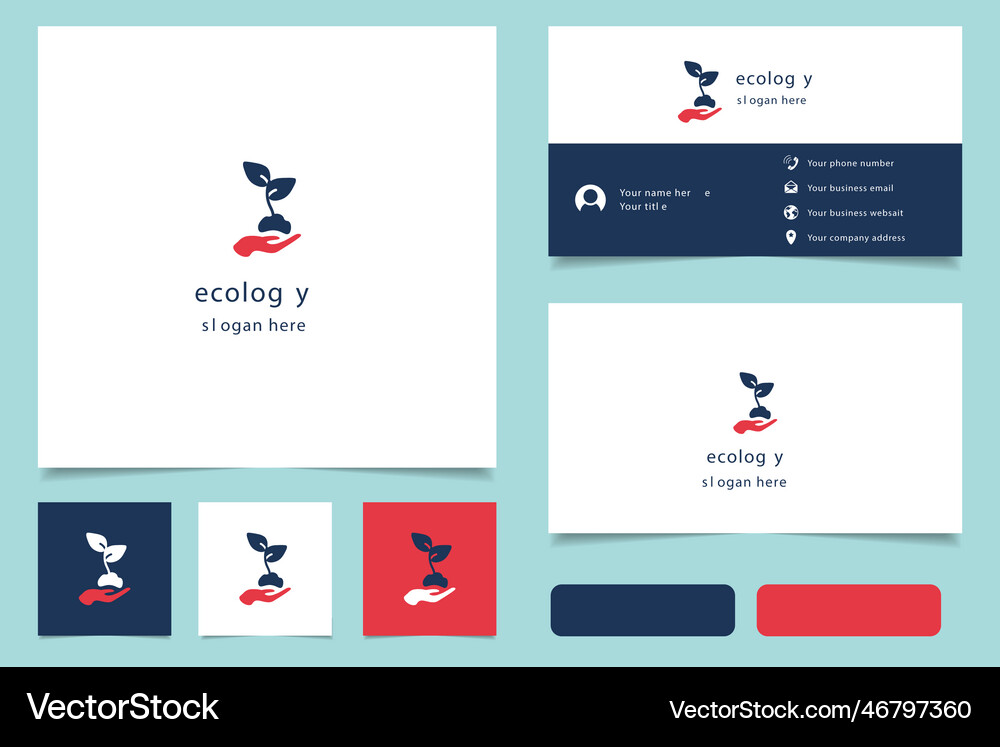 Ecology logo design with editable slogan branding Vector Image