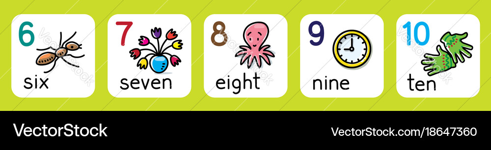 Education cards for learning to count from 1 10 Vector Image