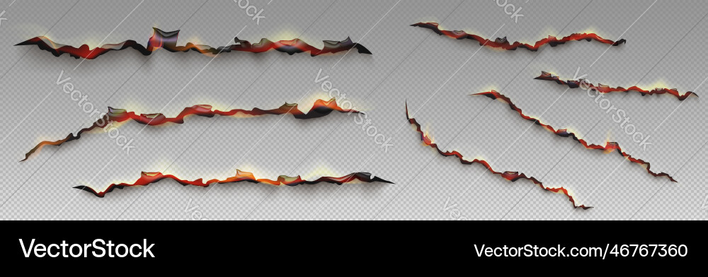 Fire orange flame on burnt paper edges Royalty Free Vector