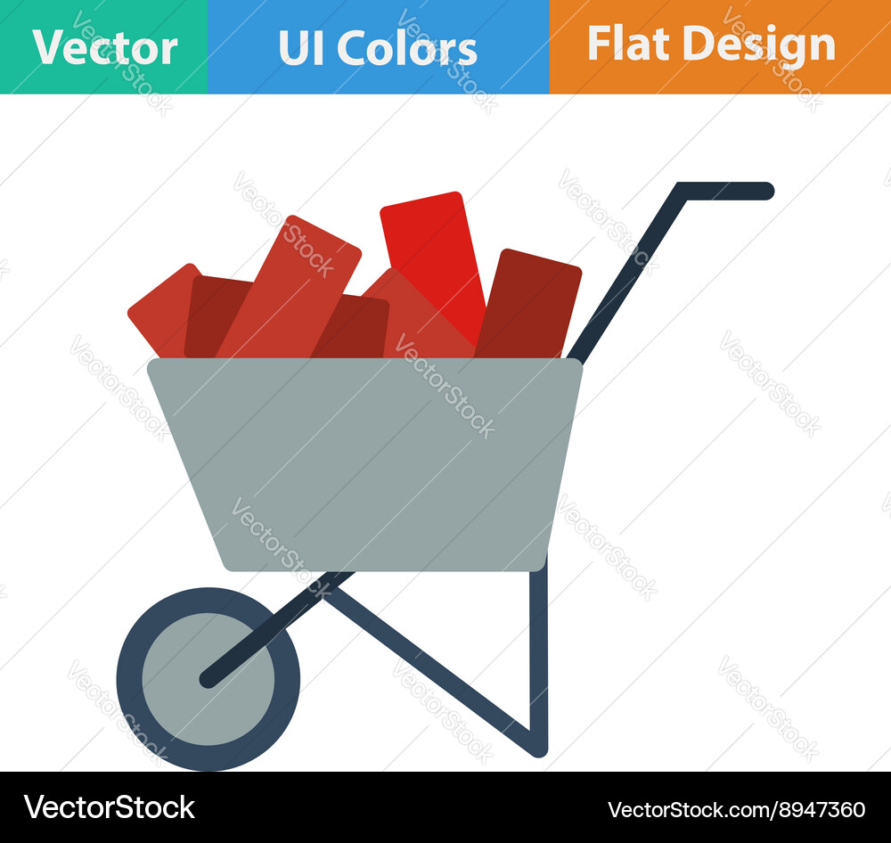 Flat design icon of construction cart Royalty Free Vector