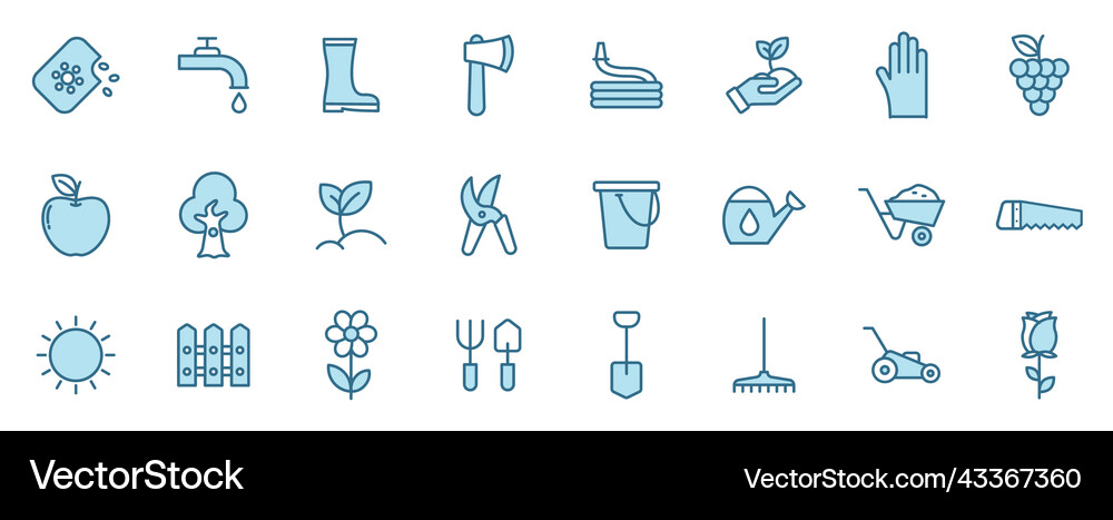 Garden flat icons in two colors Royalty Free Vector Image