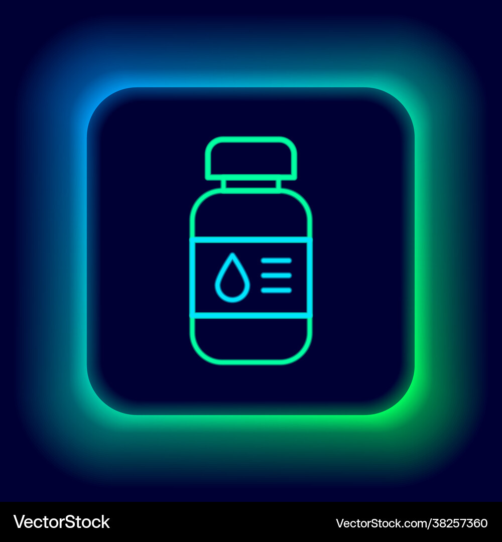 Glowing neon line printer ink bottle icon isolated