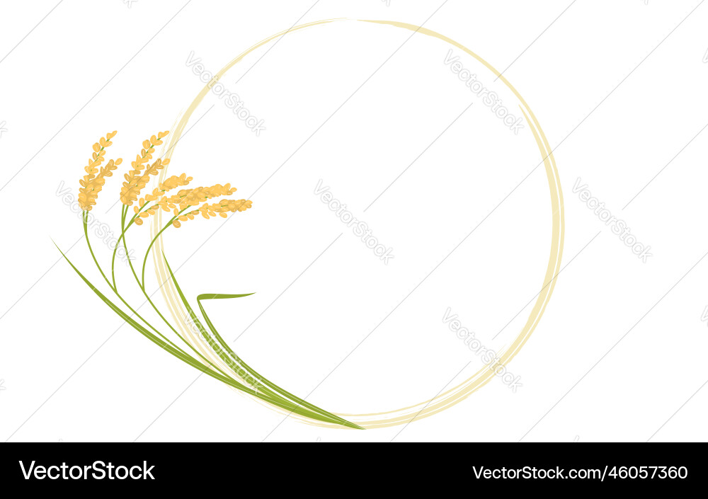 Grown rice and round frame Royalty Free Vector Image