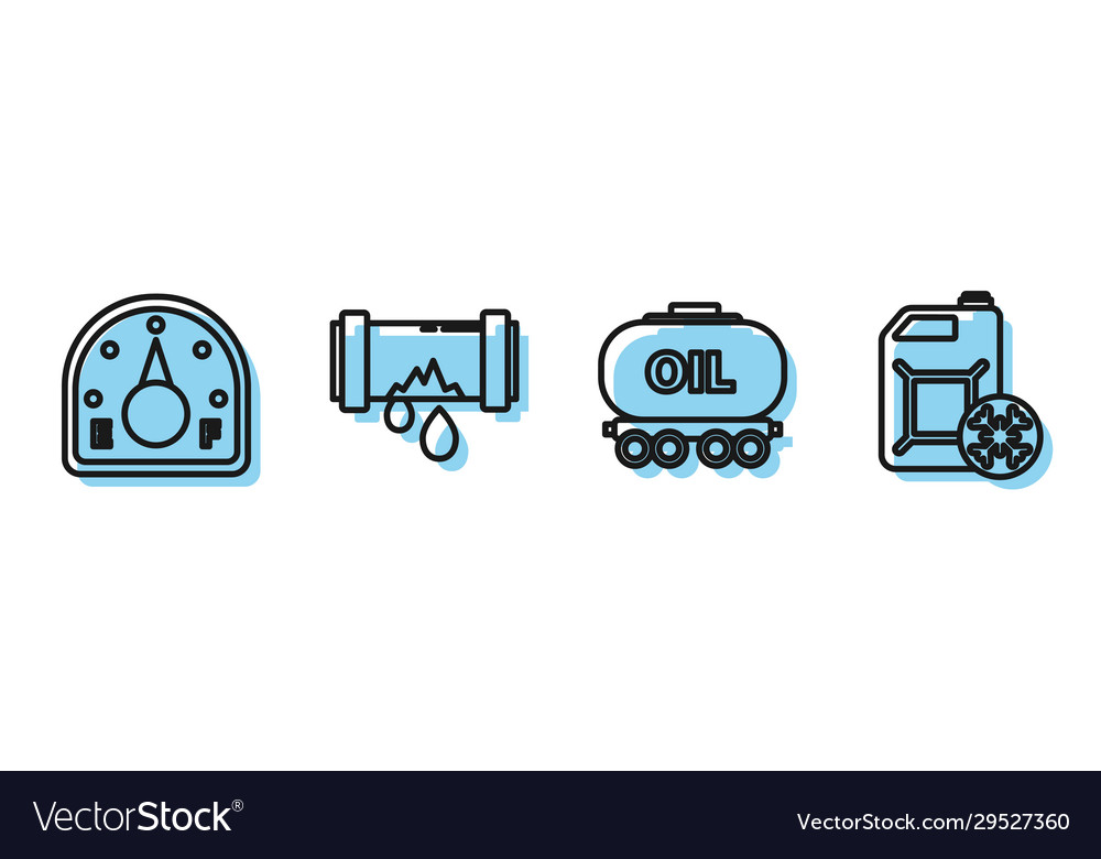 Set line oil railway cistern motor gas gauge Vector Image Set line oil railway cistern motor gas gauge Vector Image