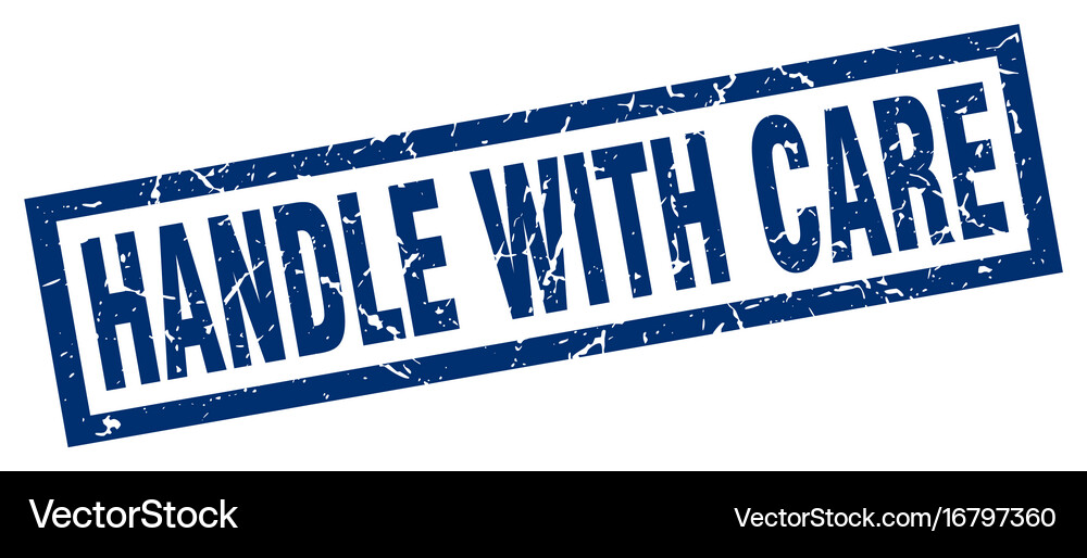 Square grunge blue handle with care stamp Vector Image