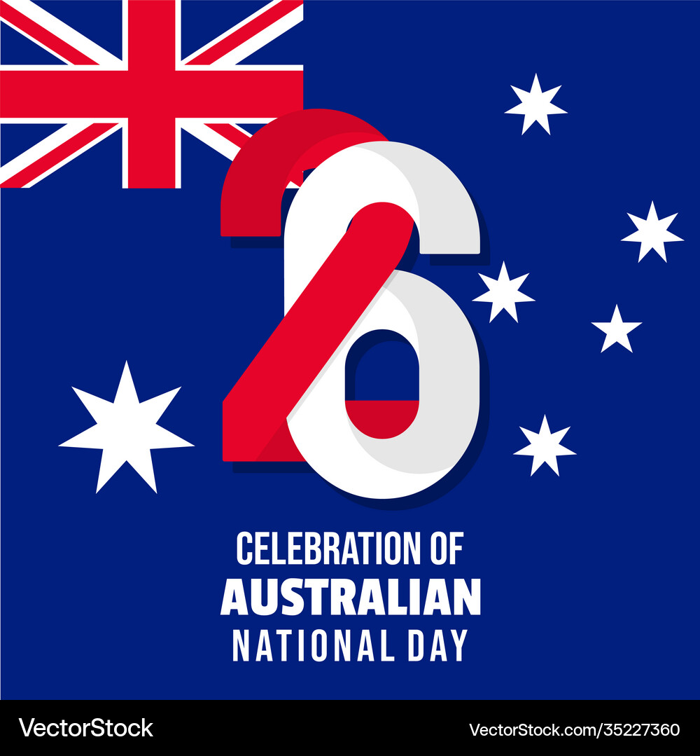 Typography number 26 for 26 january when Vector Image