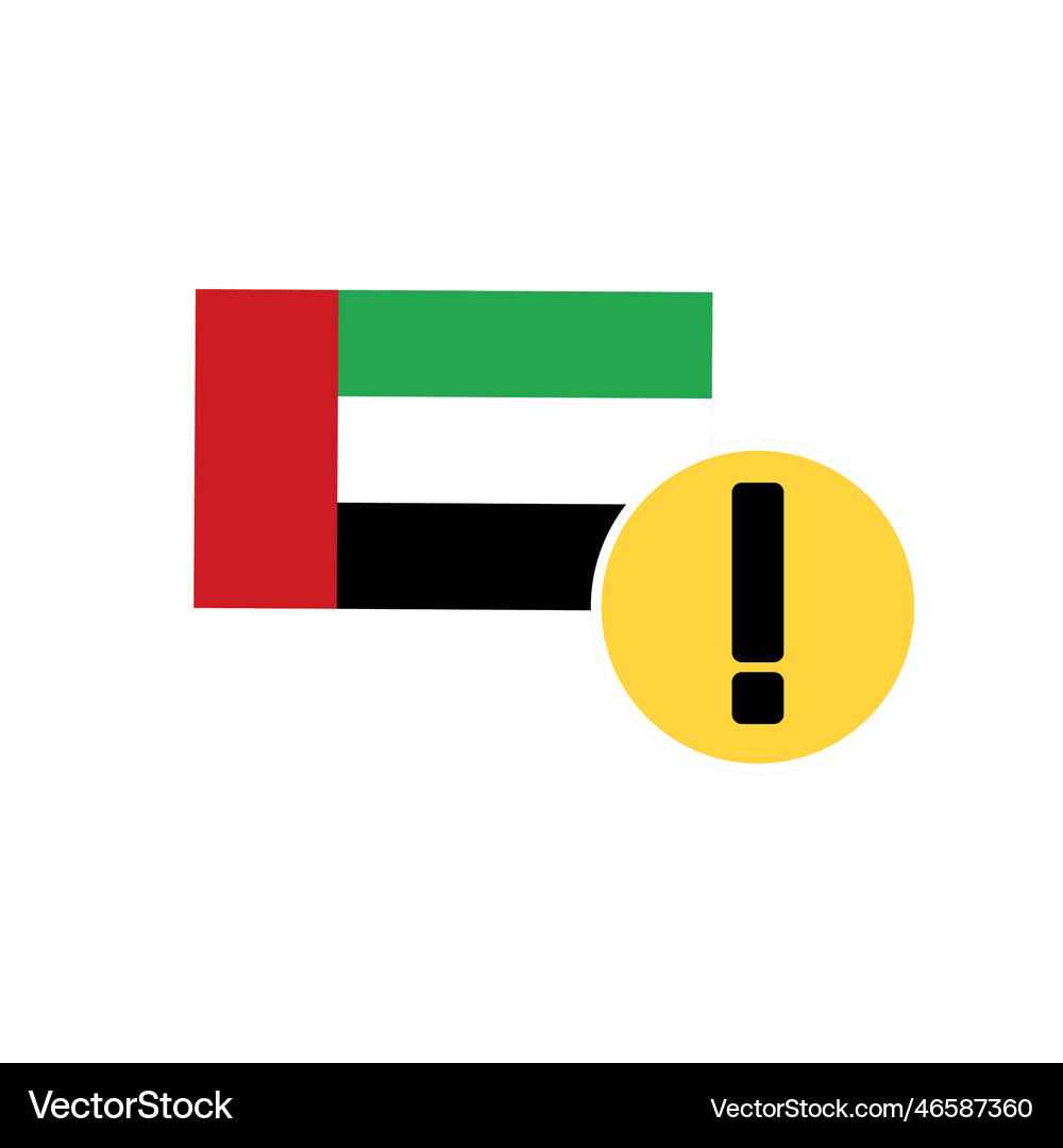 United arab emirates flag and caution icon Vector Image