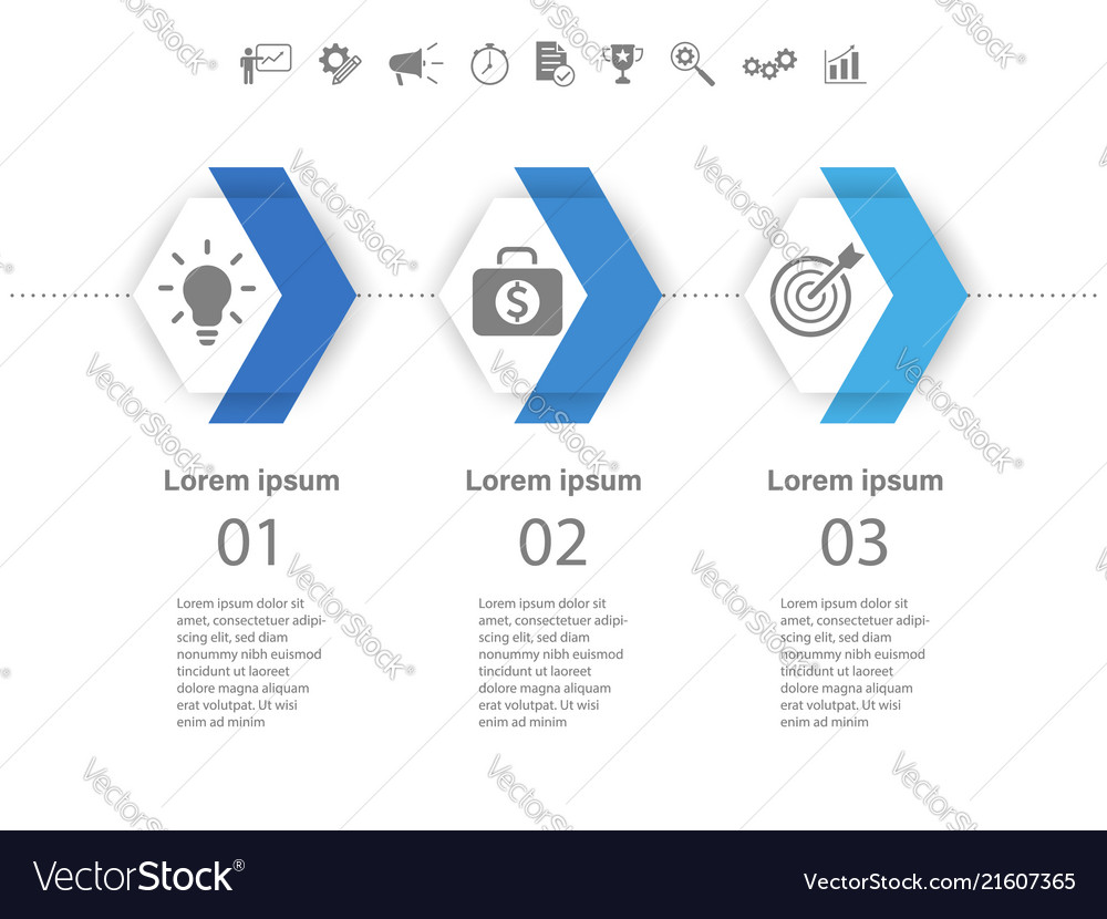 3 steps arrow infographic Royalty Free Vector Image