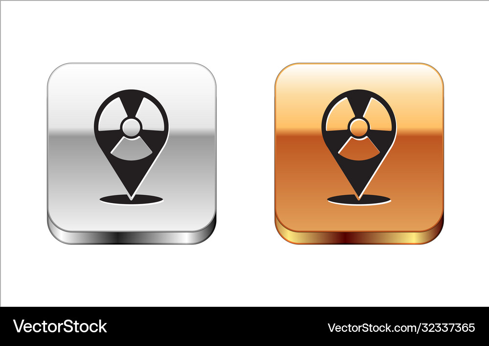 Black radioactive in location icon isolated Vector Image