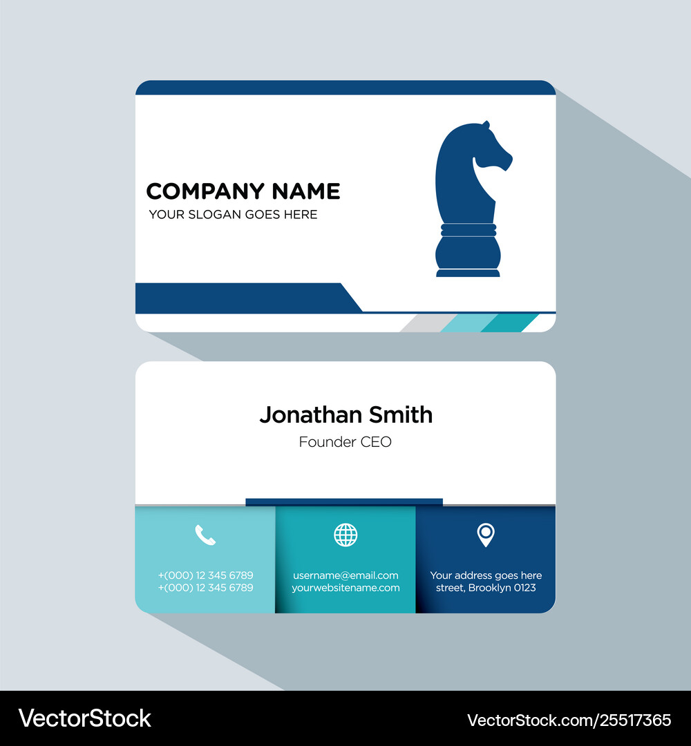 Chess playertrainer business card template Vector Image