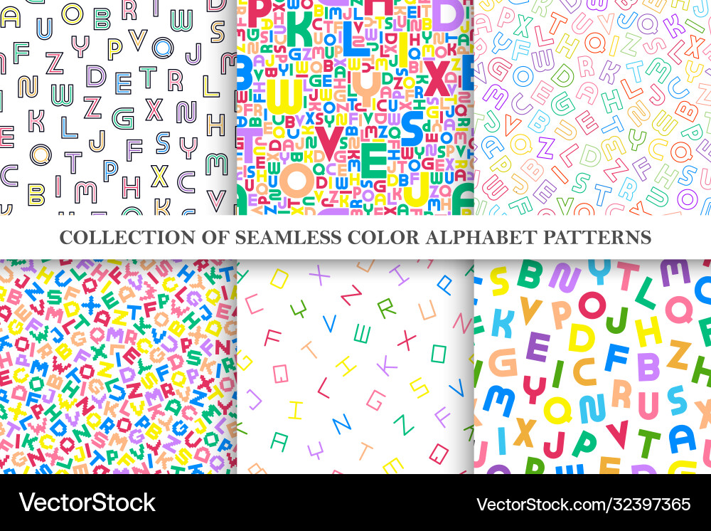 Collection colorful seamless alphabet Royalty Free Vector