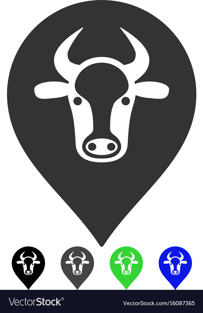 Cow map pointer flat icon Royalty Free Vector Image