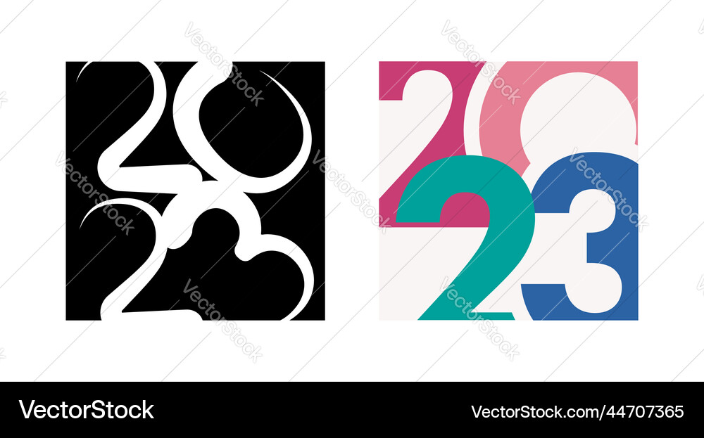 Creative numbers 2023 merry christmas and happy Vector Image