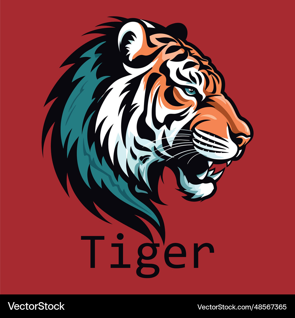 Detailed tiger face design for logo Royalty Free Vector
