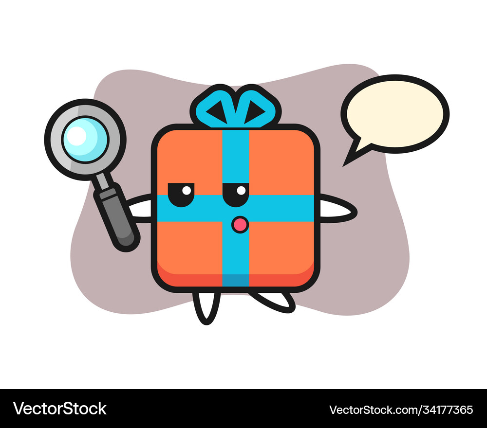 Gift box cartoon character searching Royalty Free Vector