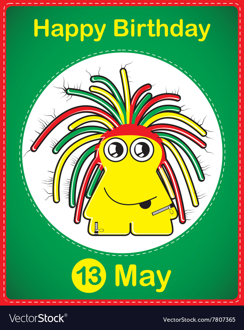 Happy birthday card with cute monster Royalty Free Vector