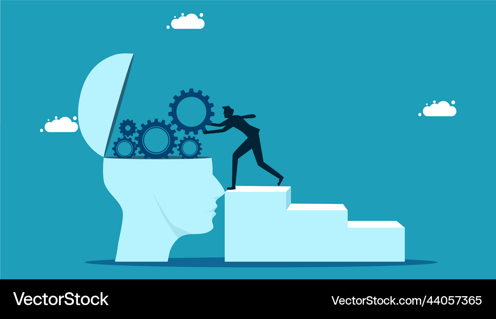 Improvement concept businessman installs Vector Image