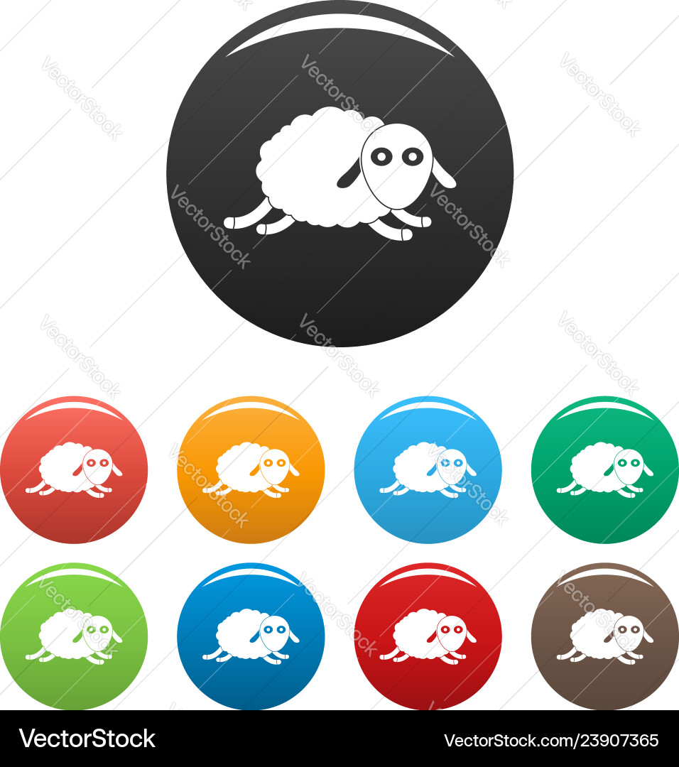 Jumping sheep icons set color Royalty Free Vector Image