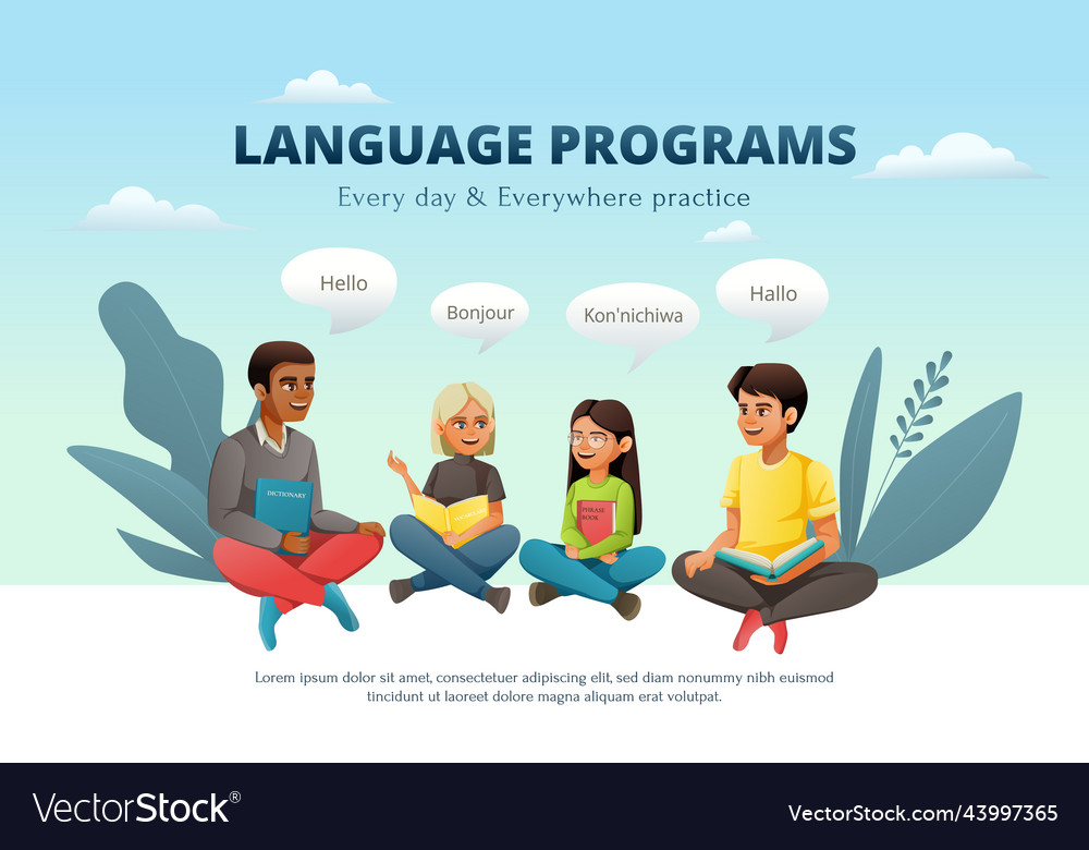 Language programs exchange background Royalty Free Vector
