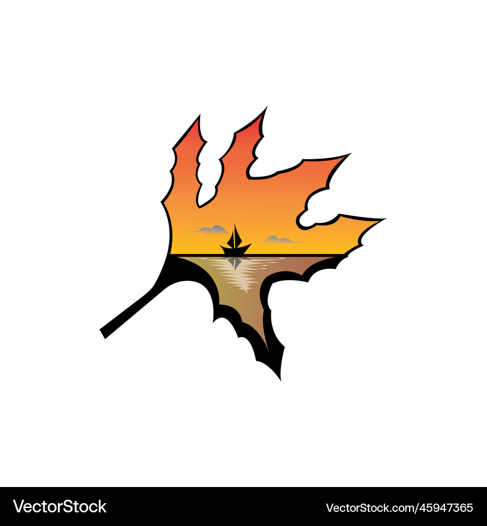 Leaf logo sea ship design creative color afternoon