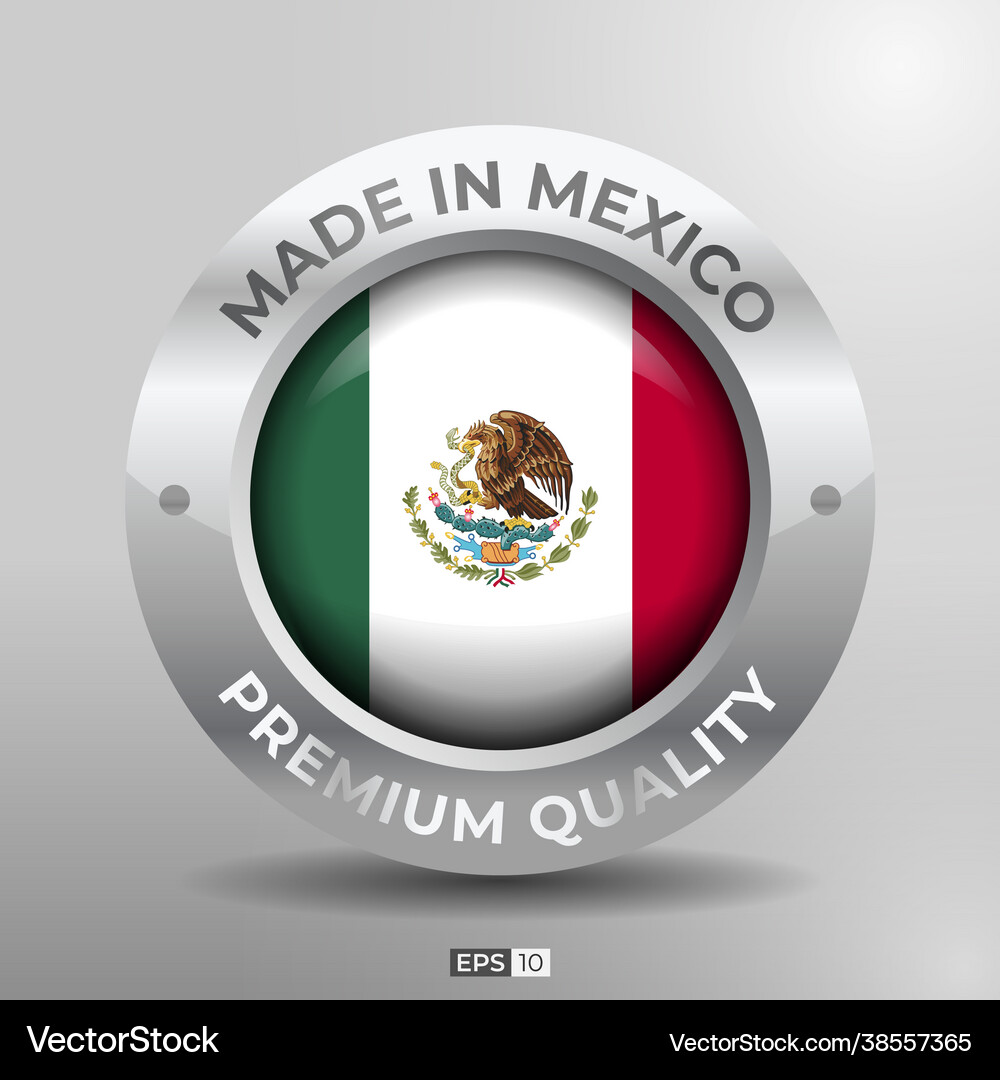 Made in mexico label logo stamp round flag Vector Image