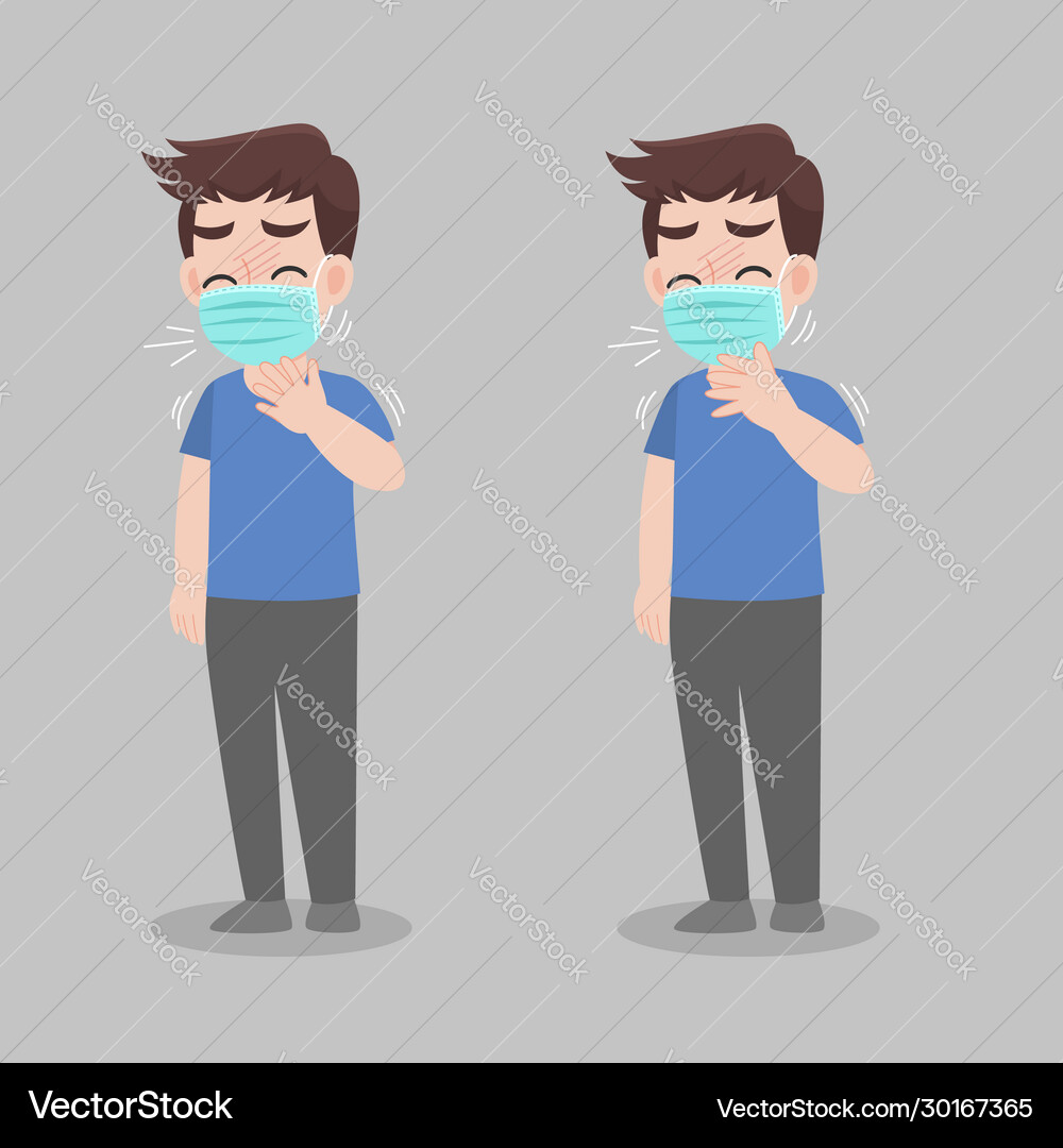 Man with different diseases symptoms - fever Vector Image