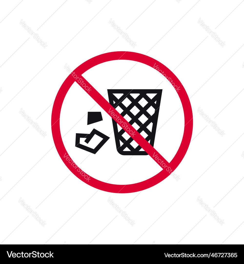 No trash prohibited sign forbidden round sticker Vector Image