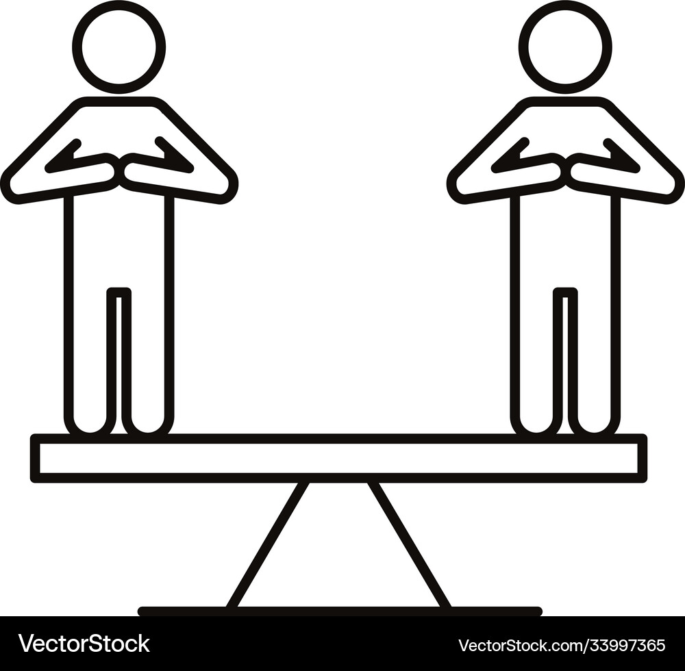 Persons silhouettes in scale balance line style Vector Image