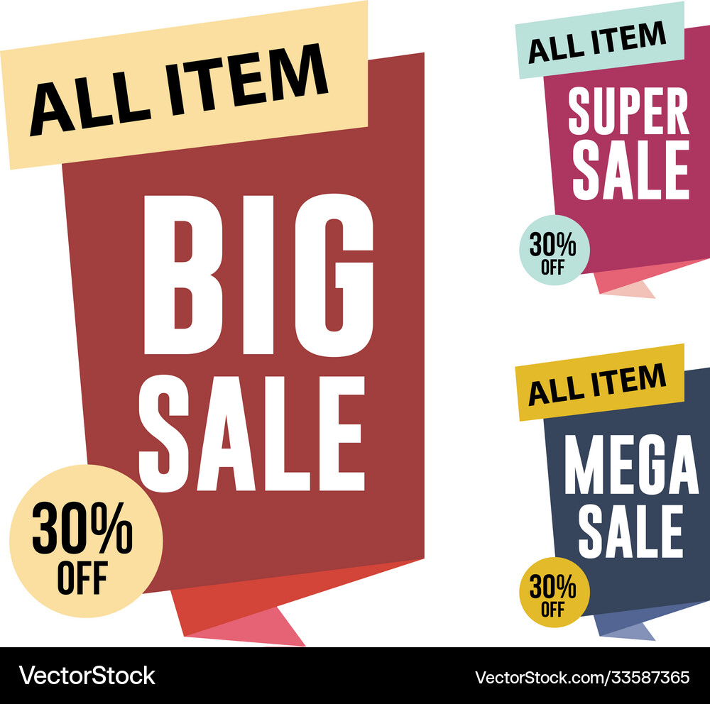 Sale all item set template design Royalty Free Vector Image