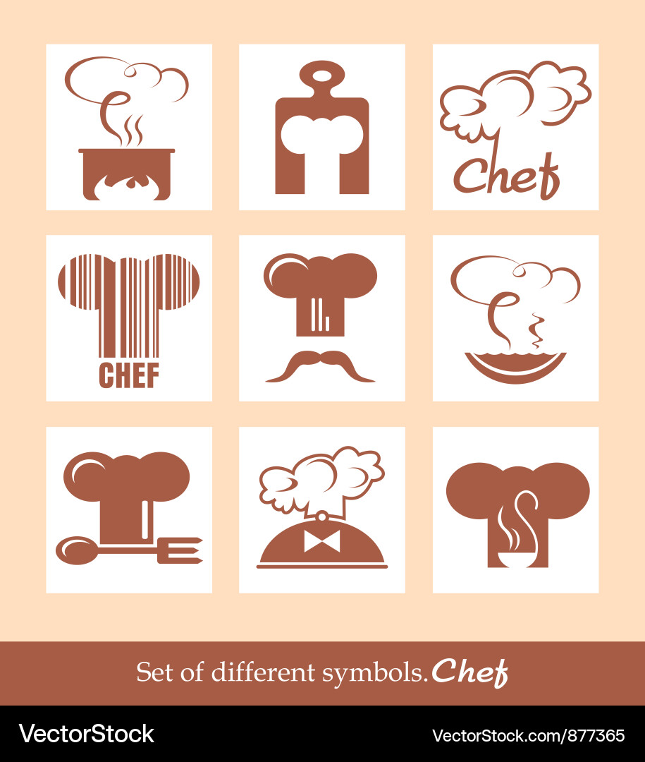 Set of different symbols chef Royalty Free Vector Image