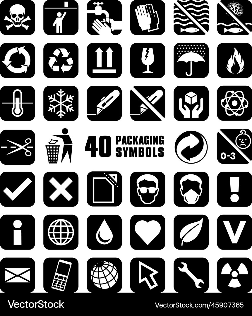 Set of packaging symbols in format Royalty Free Vector Image