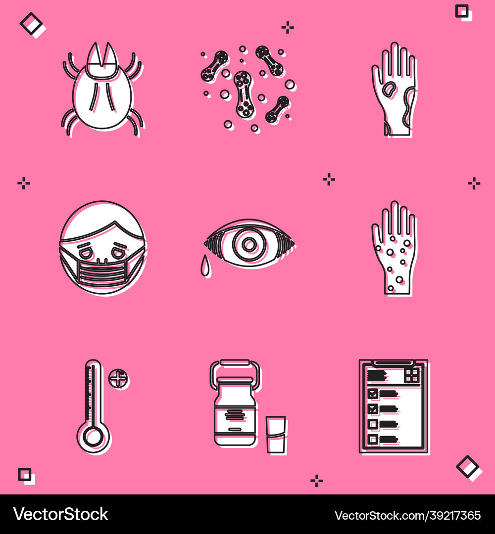 Set parasite mite bacteria hand with psoriasis Vector Image