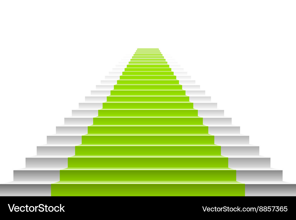 Stairs with a green carpet staircase Royalty Free Vector