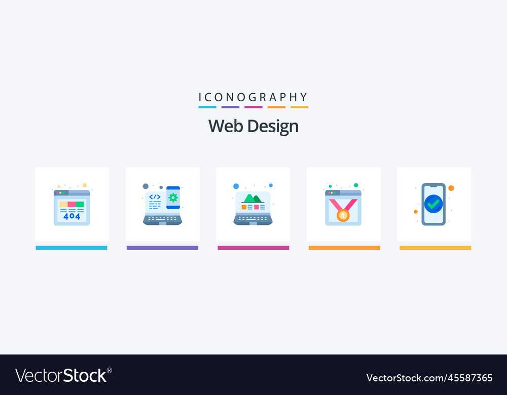 Web design flat 5 icon pack including Royalty Free Vector