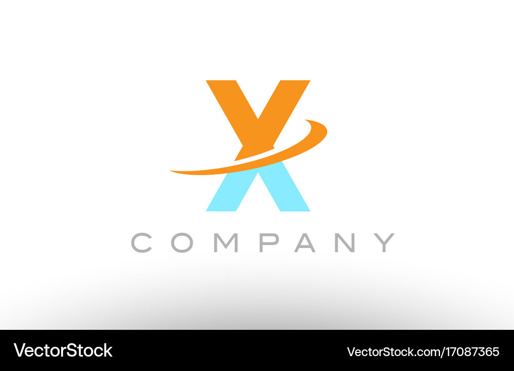 X orange blue logo icon alphabet design Royalty Free Vector